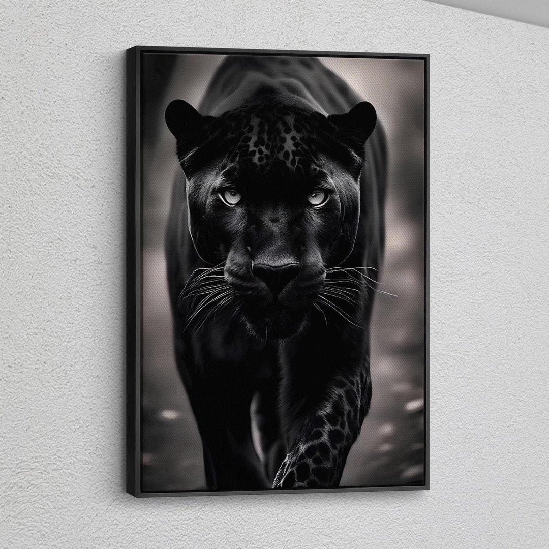 Black Panther Painting Canvas Print, Intense Panther Wall Art, High ...
