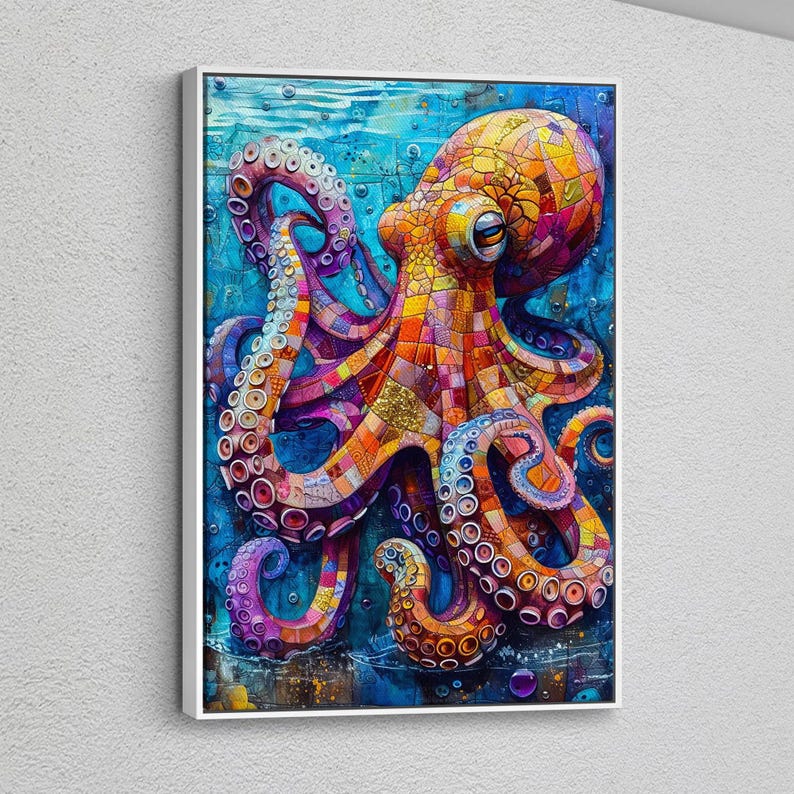 Octopus Abstract Canvas Art,splash Art Framed Canvas,colorful Marine ...