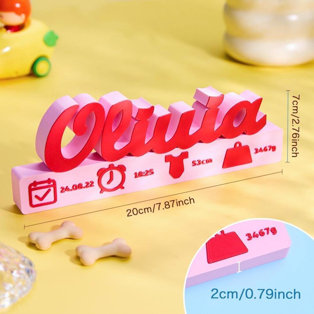 Personalized 3D Printing Baby Birth Announcement Home Decor Gift for ...