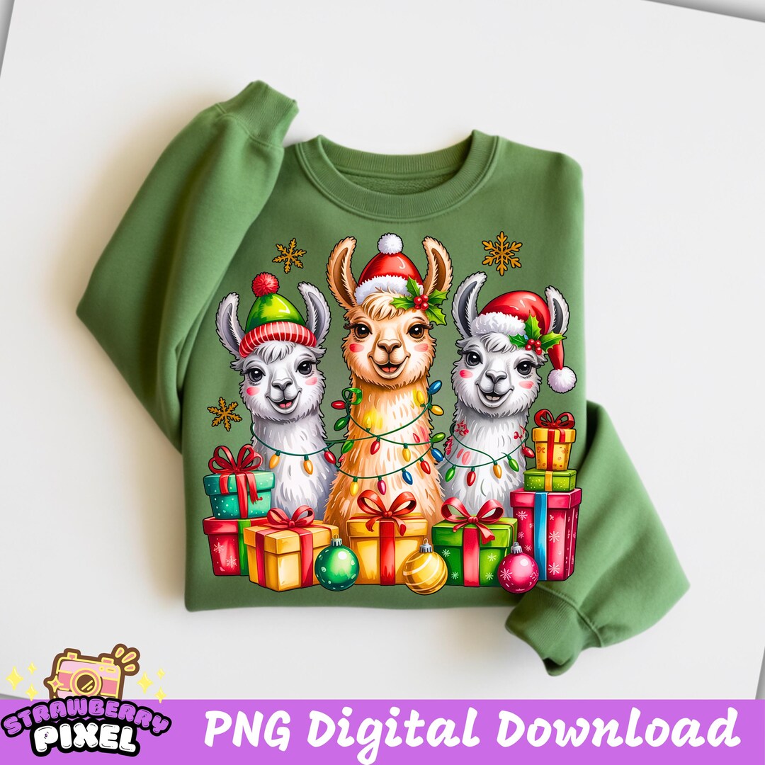 Christmas Llama PNG, Cute Holiday Alpaca Design, Festive Animal PNG ...