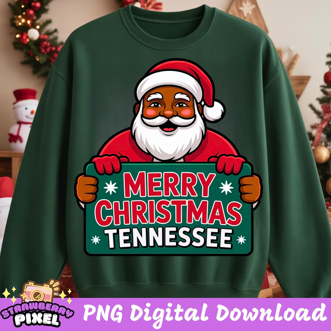 Black Santa Merry Christmas Tennessee Png,black Santa Tennessee Holiday ...