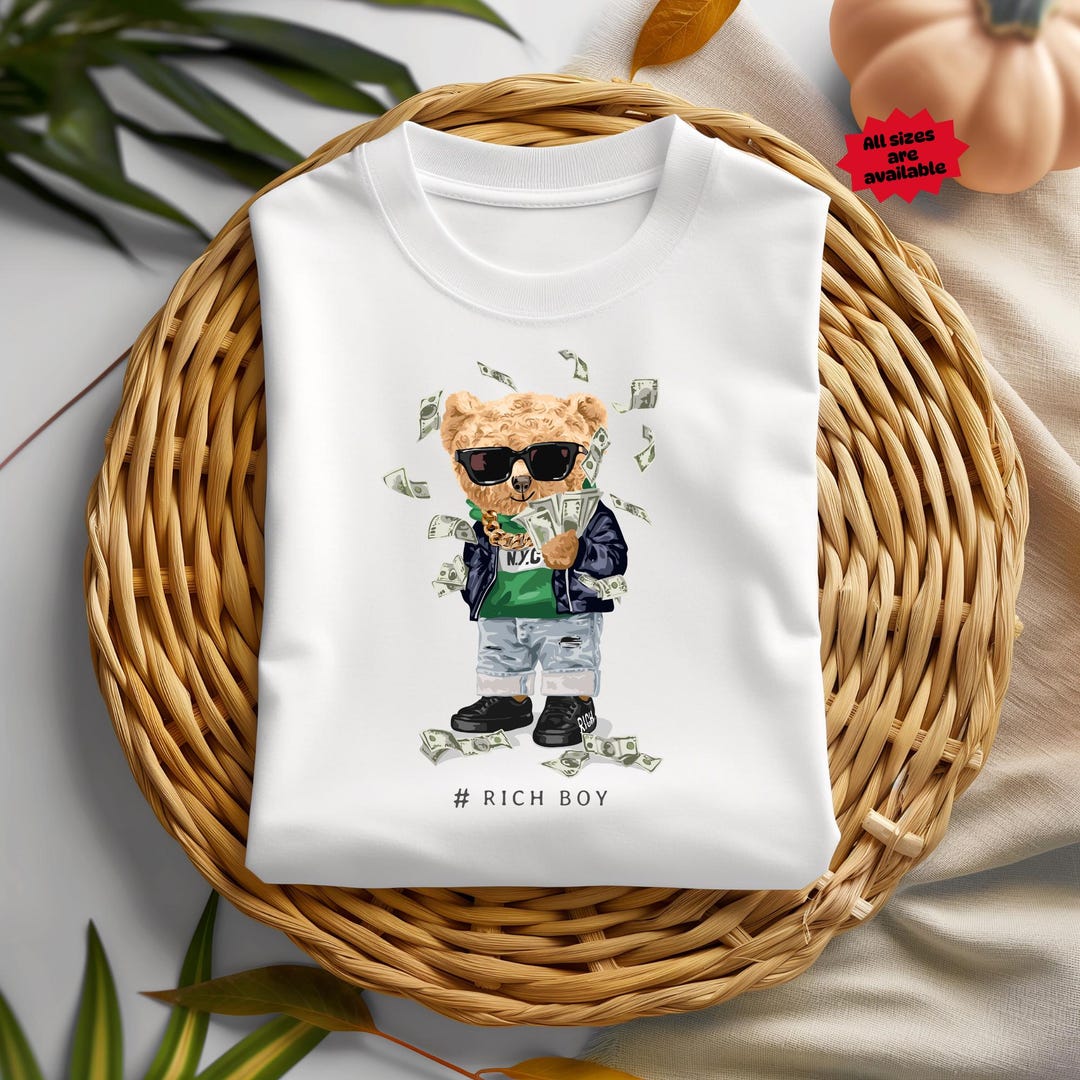 Rich Boy Teddy Bear T-shirt and Hoodie – Funny Graphic Tee for Stylish ...