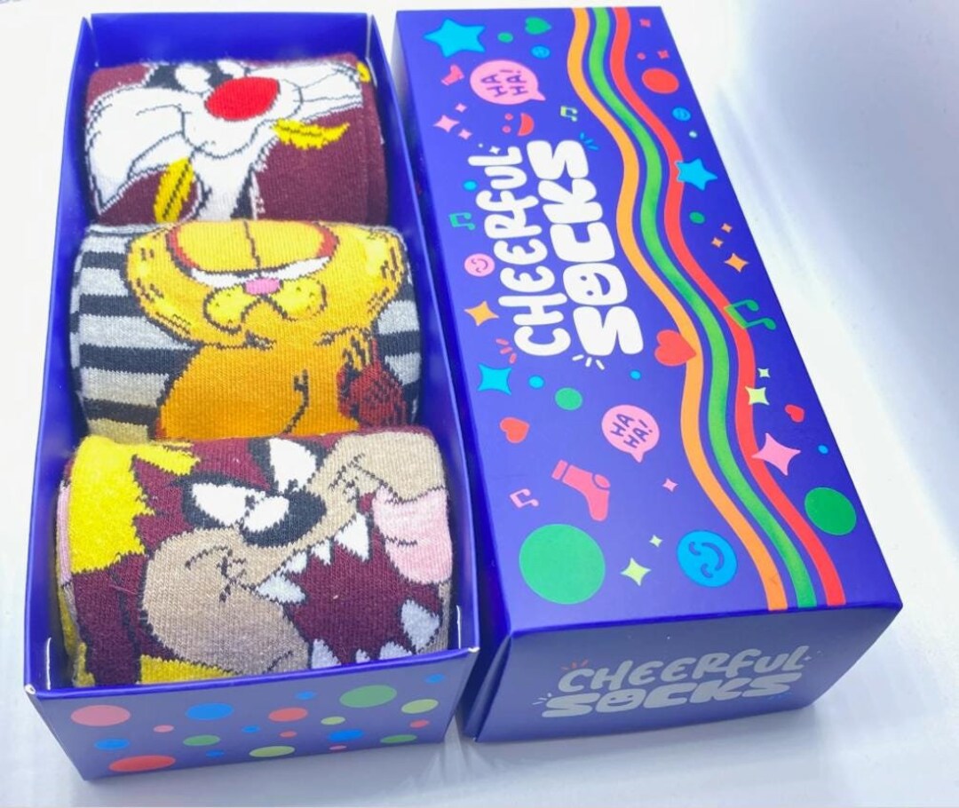 Sock Box Colorful Pairs,cartoon Character Socks Gift Set, Funny Crew ...