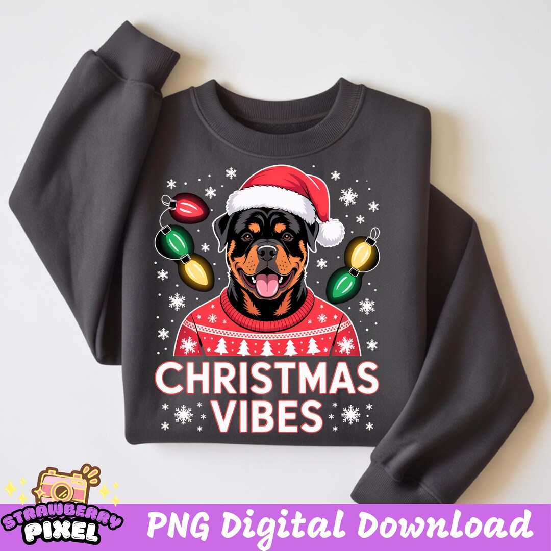 Rottweiler Christmas Png, Holiday Dog Clipart, Santa Rottweiler Png ...