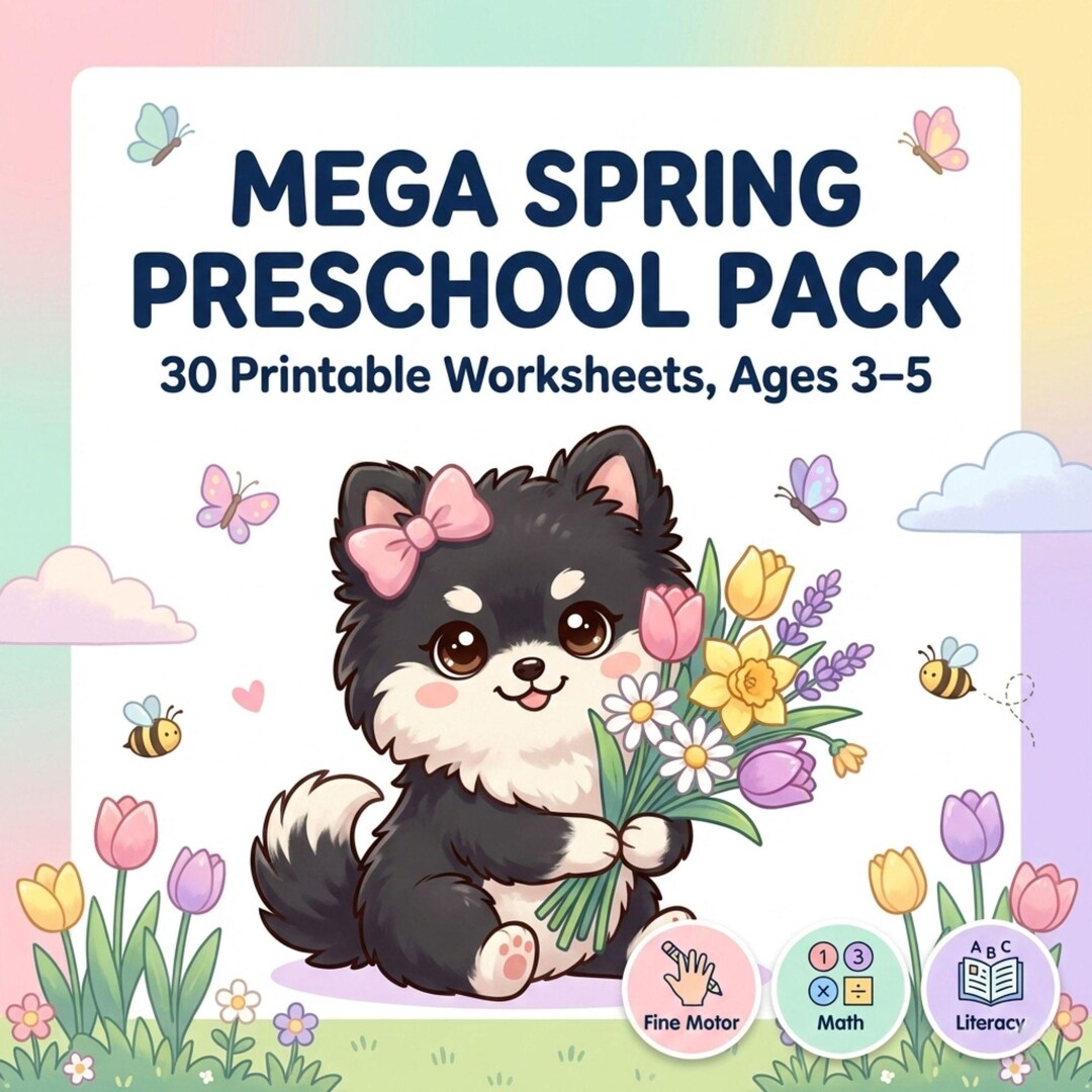 Spring Preschool Worksheets, Alphabet, Numbers 1-20 (PDF Printable Pack ...