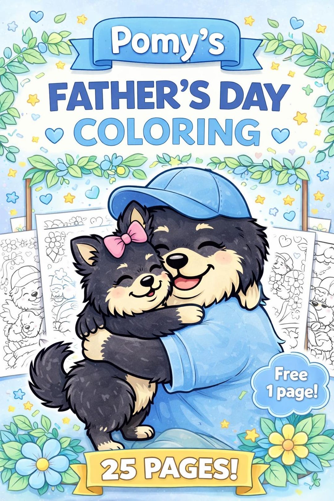Father's Day Dog Coloring Book | Pomy Puppy Printable (25 Pages) - Etsy