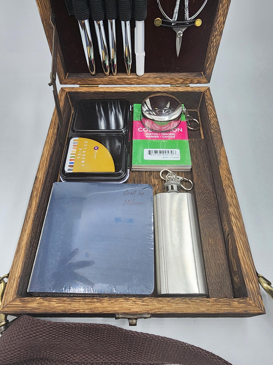 Travel Watercolor Kit in Wood Travel Box With Strap Brushes, Books ...
