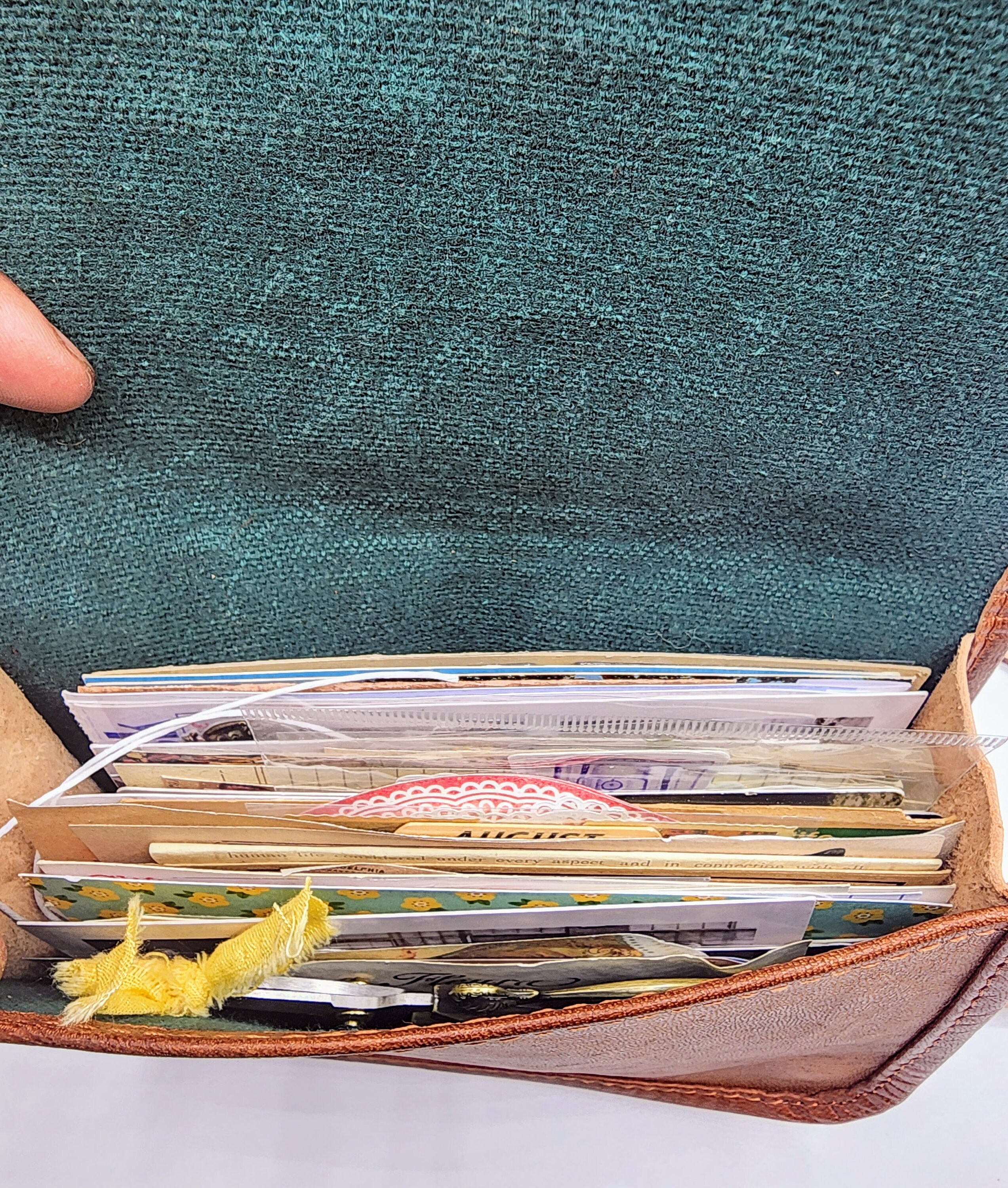 Distressed Leather Wrap Case Pouch Filled With Ephemera for Junk ...