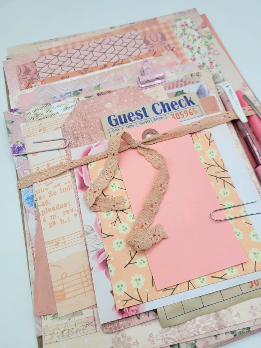 40 Pieces Coral and Soft Pink Themed Junk Journal Ephemera - Etsy