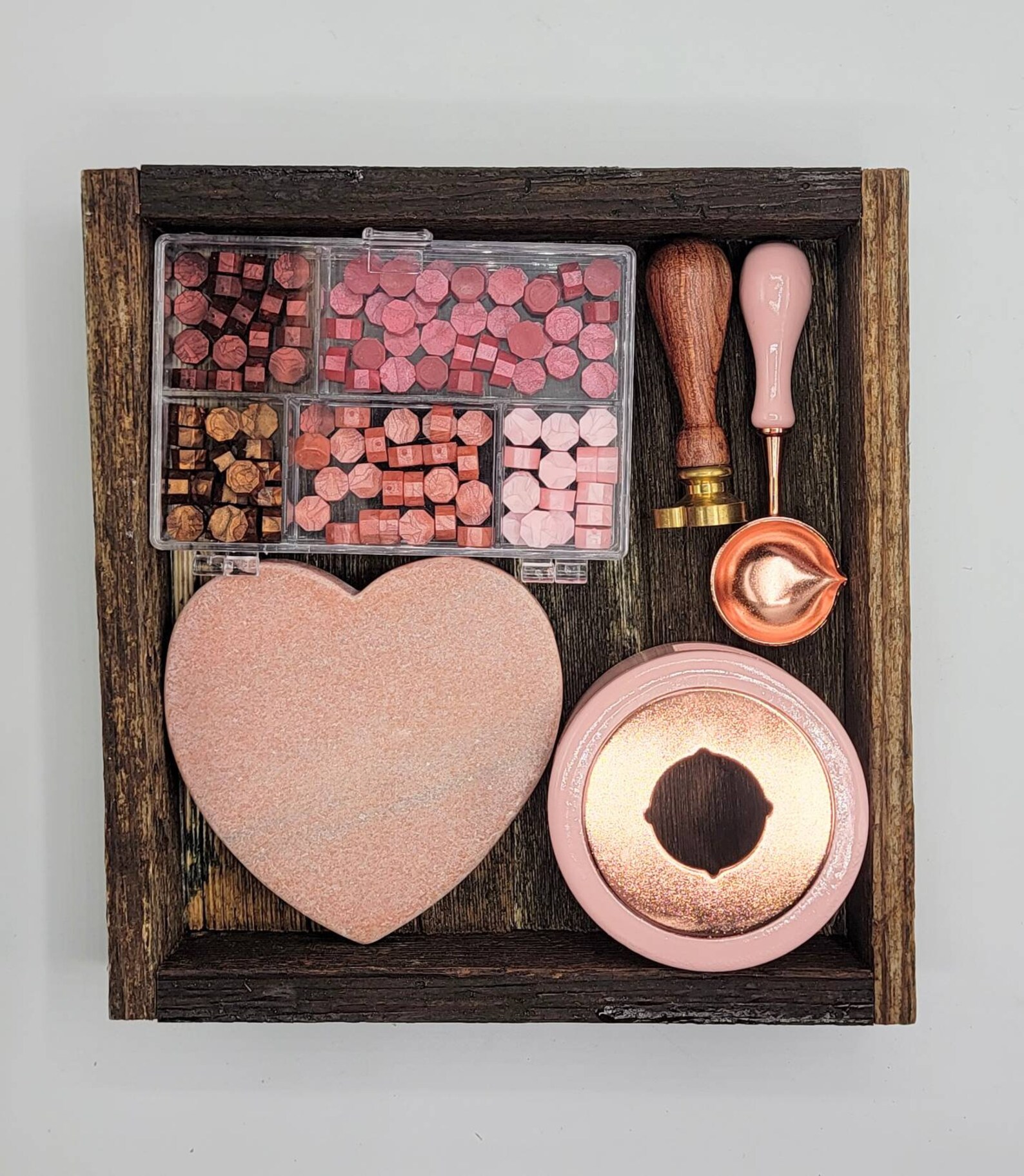 Pink-themed Wax Seal Kit in Rugged Wood Box - Etsy