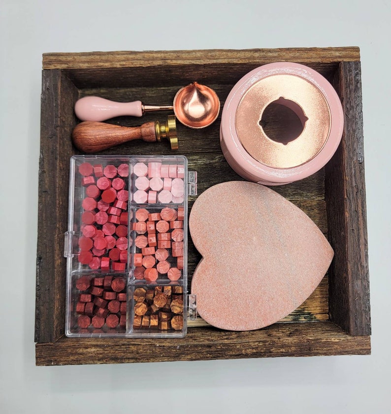 Pink-themed Wax Seal Kit in Rugged Wood Box - Etsy