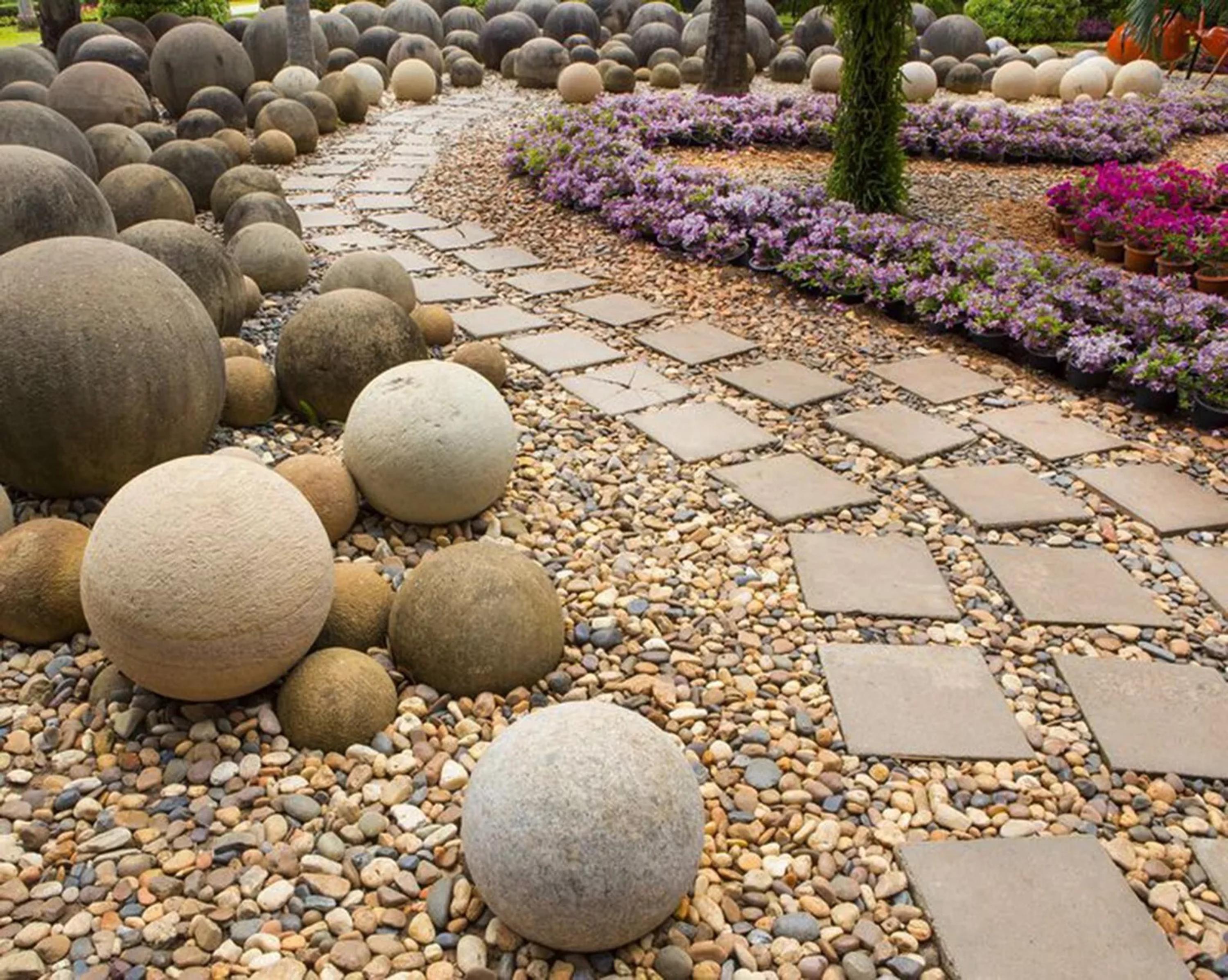 Round Cement Ball Sphere for Home or Garden Decor Indoor and Outdoor 16 ...