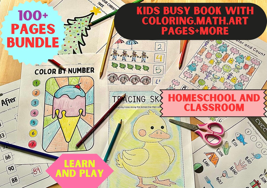 Busy Books Kids: 100+ Page Educational Printables for Homeschool ...