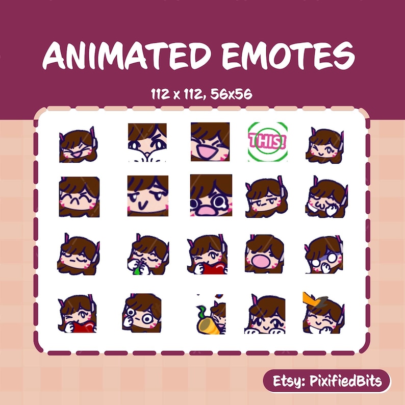 21 Animated Overwatch DVA Bundle | Emotes for Streaming | Kawaii Emotes ...
