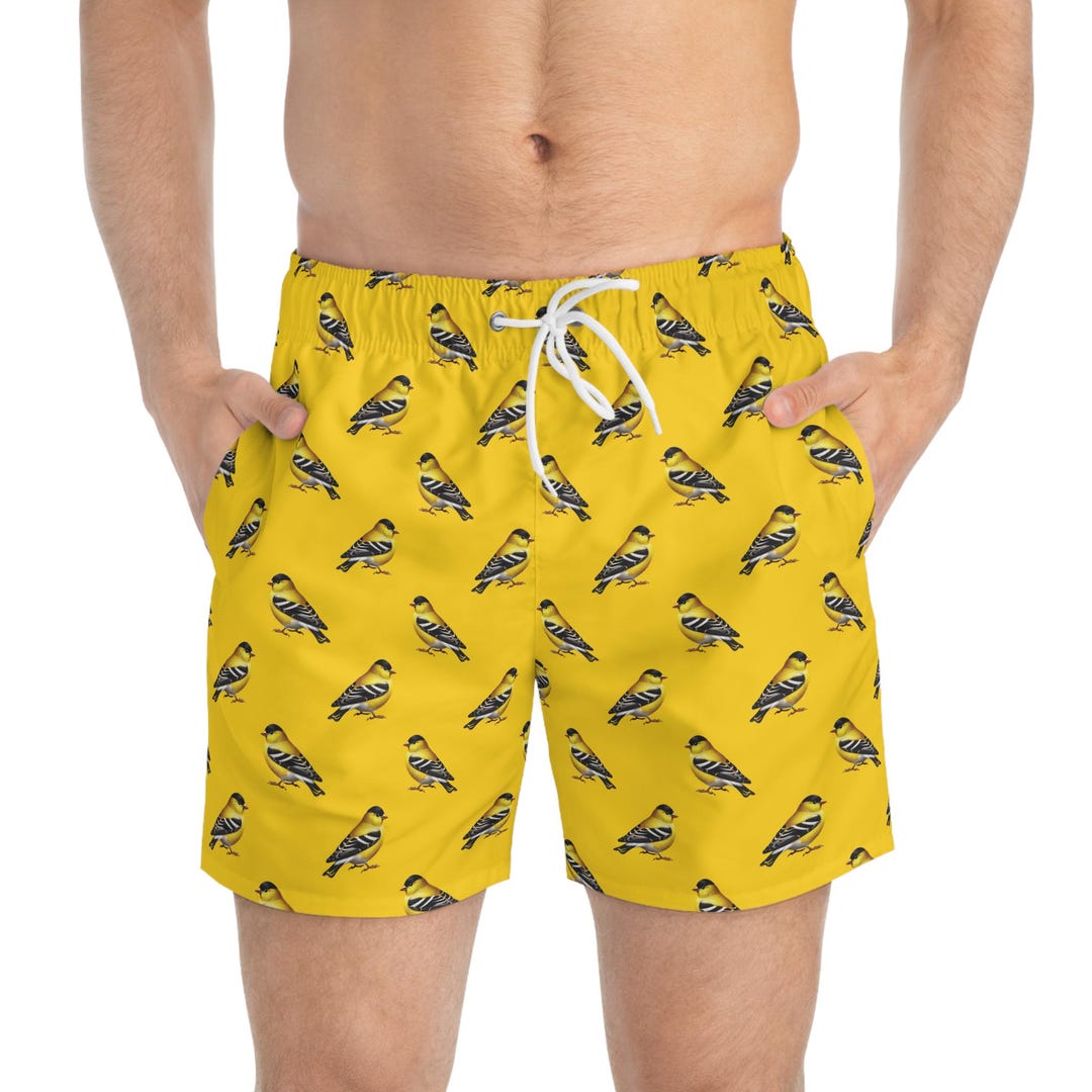 True Spring Swimwear | Color Season Palette | Bird Pattern Yellow Men ...