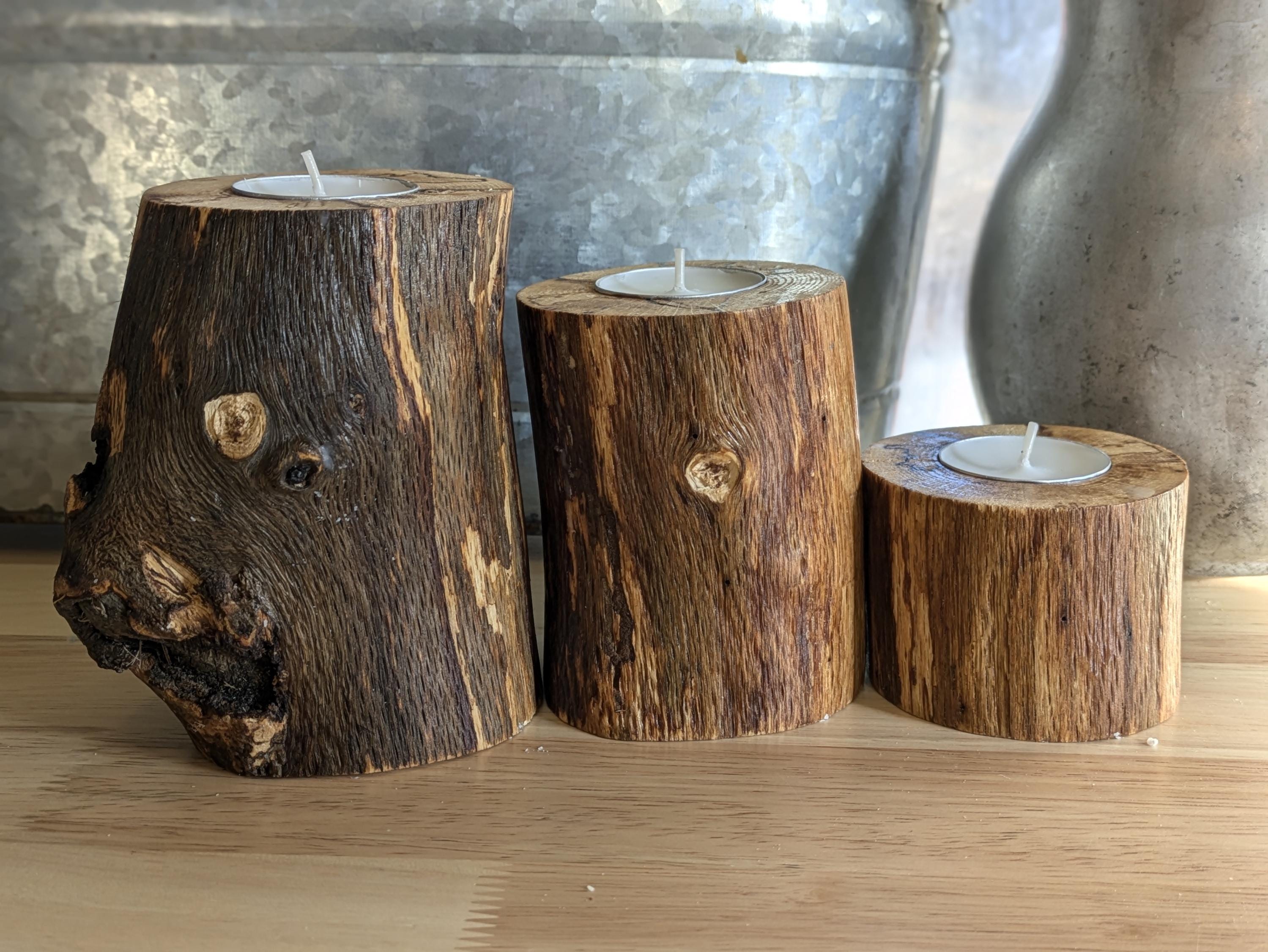 Tree Wood Natural Candle Holder Cozy Rustic Vibe - Etsy
