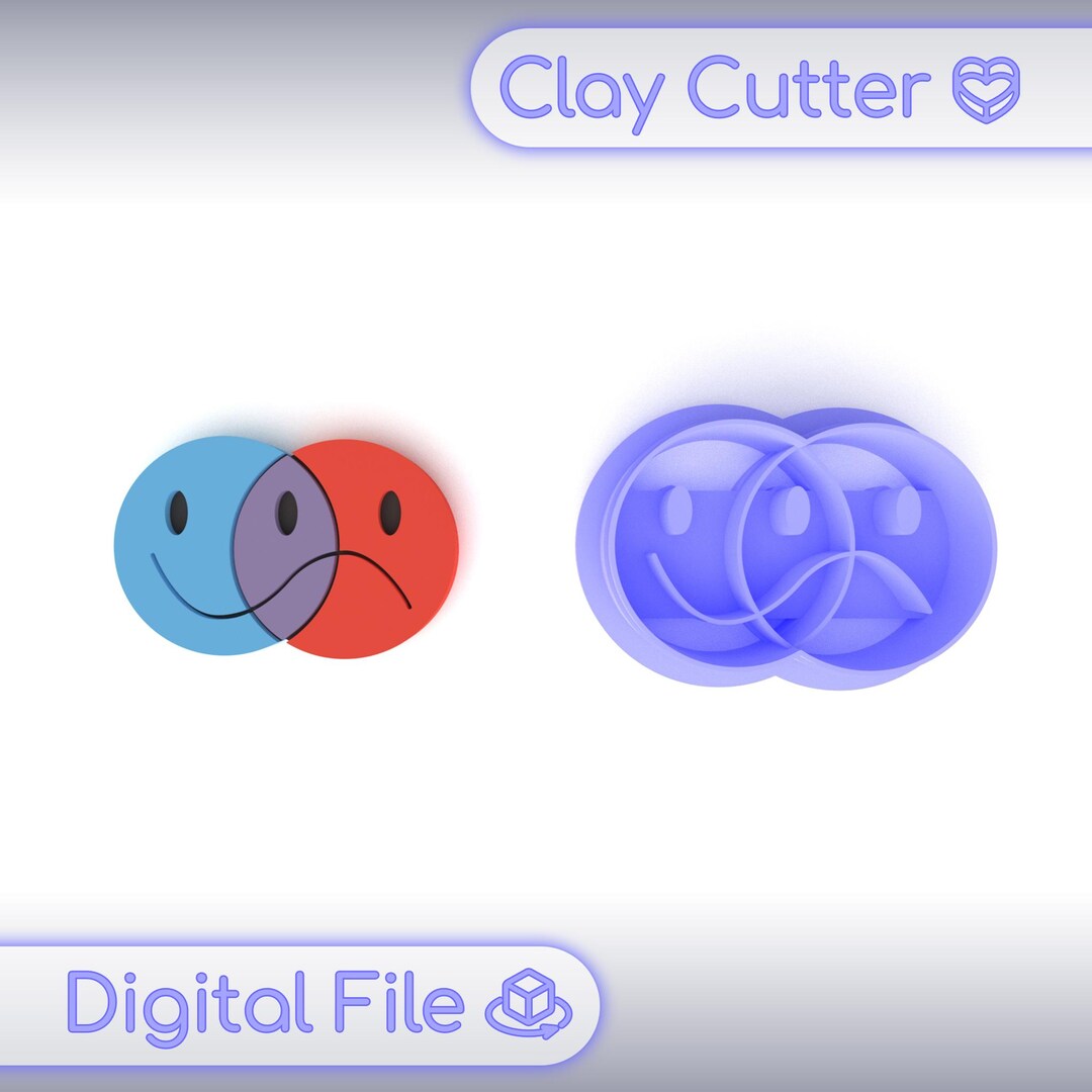 Polymer Clay Cutter "emoticons B" | Digital STL File | Earring Cutter ...