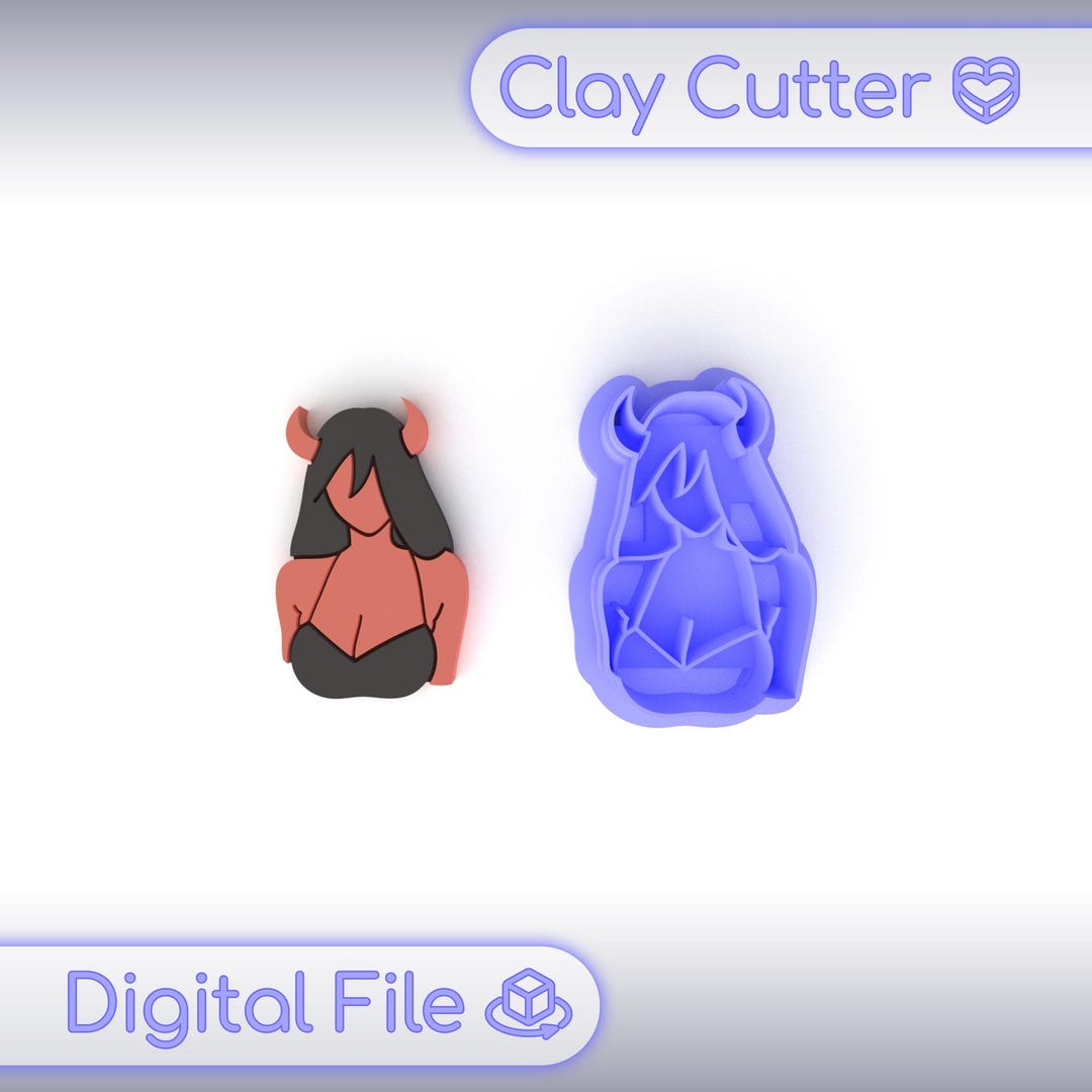 Polymer Clay Cutter "sexy Demon Girl" | Digital STL File | Earring ...