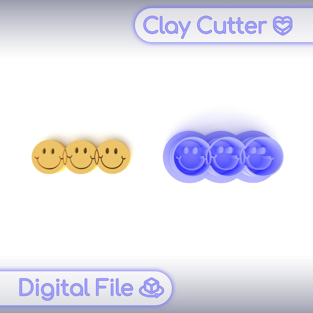 Polymer Clay Cutter "emoticons" | Digital STL File | Earring Cutter | 5 ...