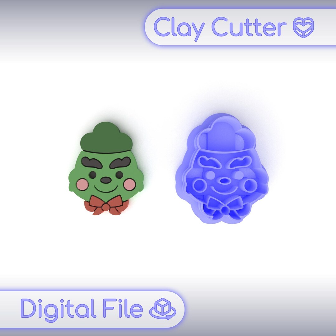 Grinch Polymer Clay Cutter | Earring DIY, 5 Sizes (digital STL File) - Etsy
