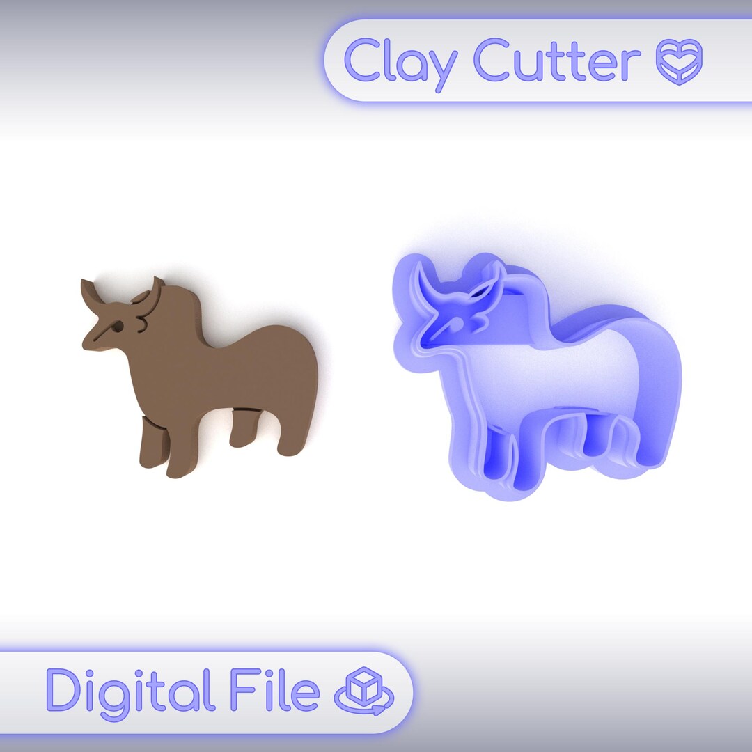Polymer Clay Cutter "bull" | Digital STL File | Earring Cutter | 5 ...