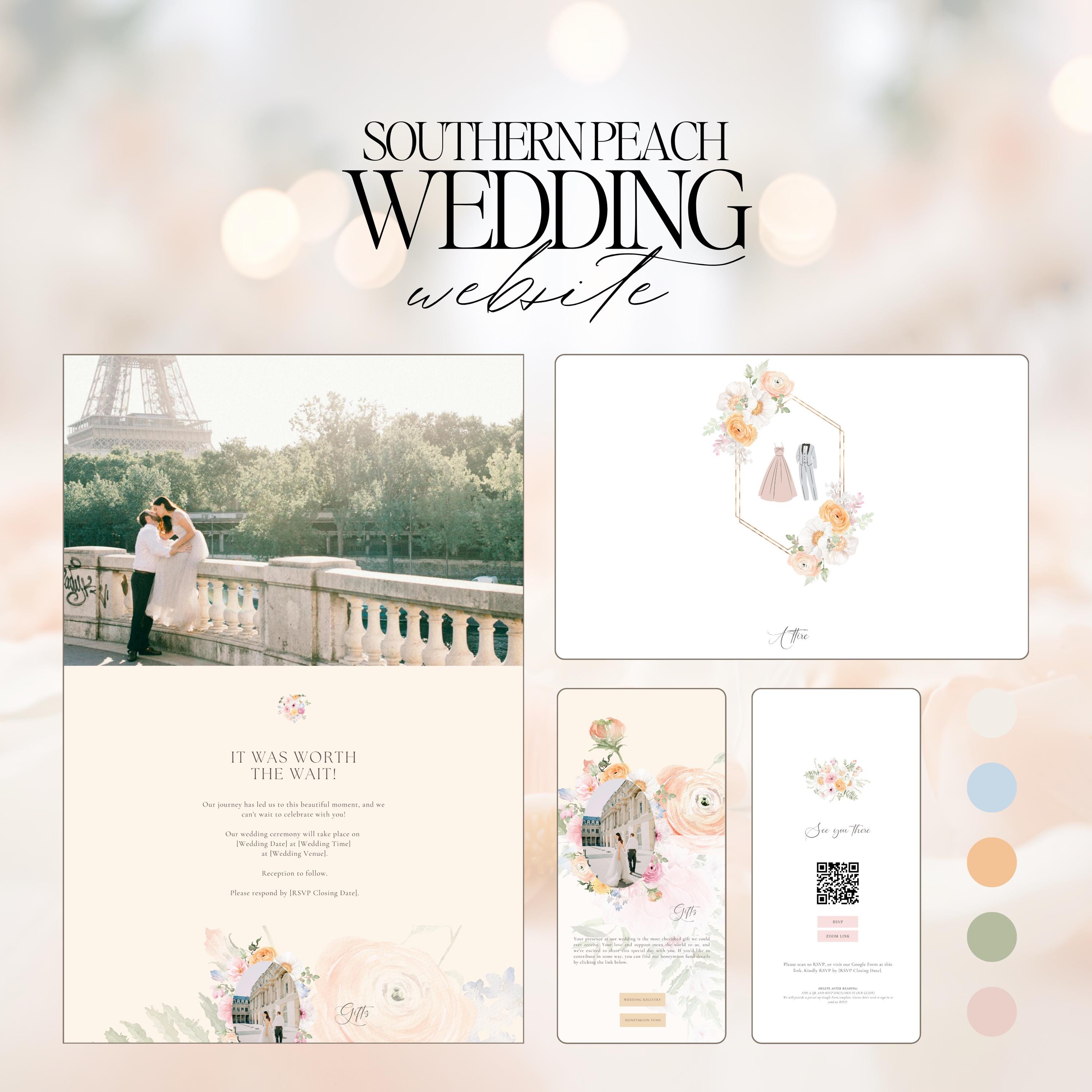 Wedding Website Invitation Template | Southern Peach Website | Pastel ...