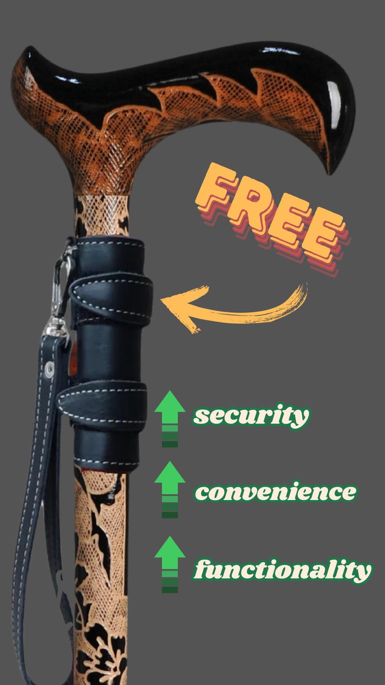 The Ember Serpent – Handmade Wooden Cane, Carved Walking Stick, Unique ...