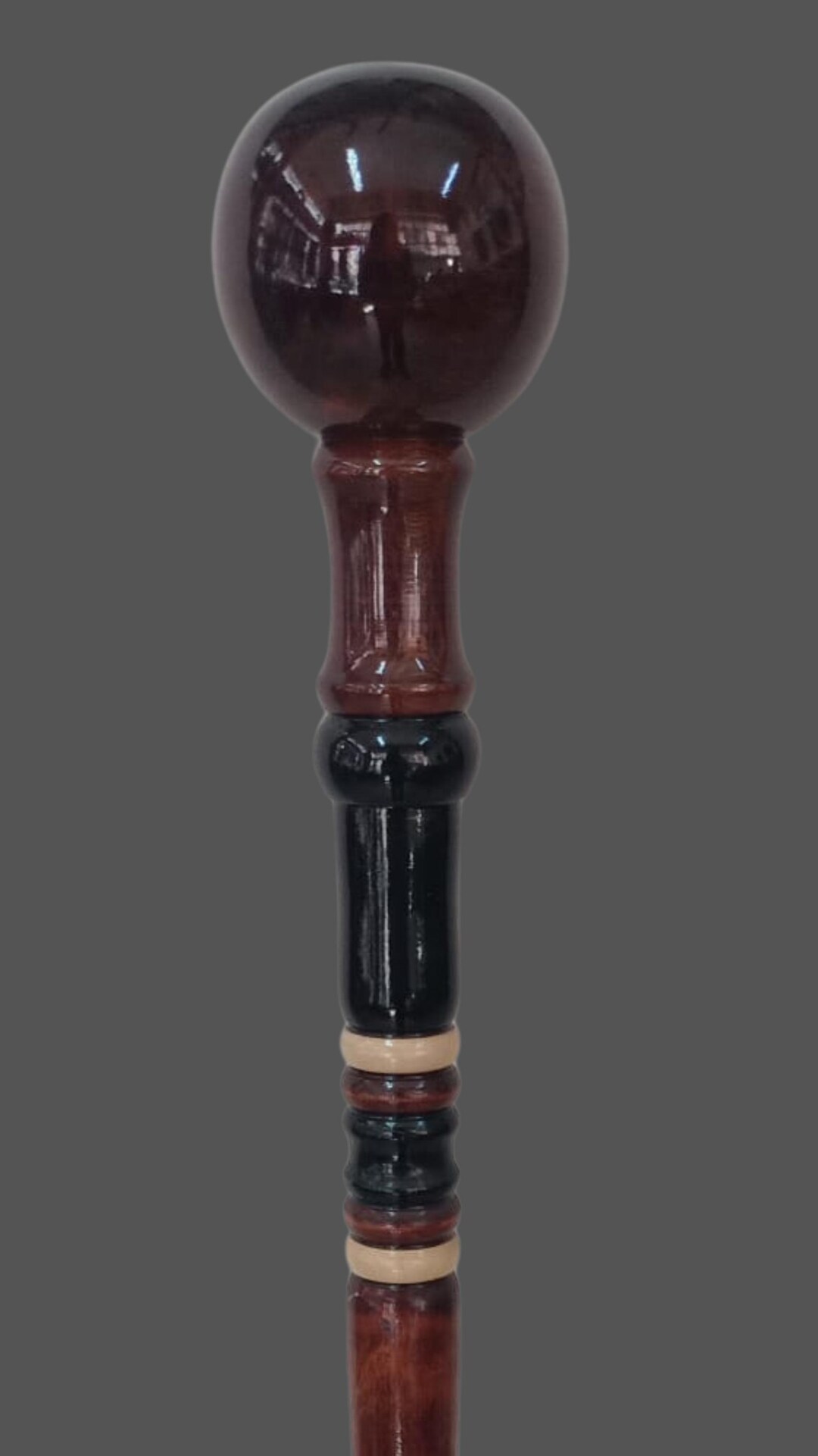 Obsidian Crown Cane – Ball Handle Walking Stick, Handmade Wood Cane ...