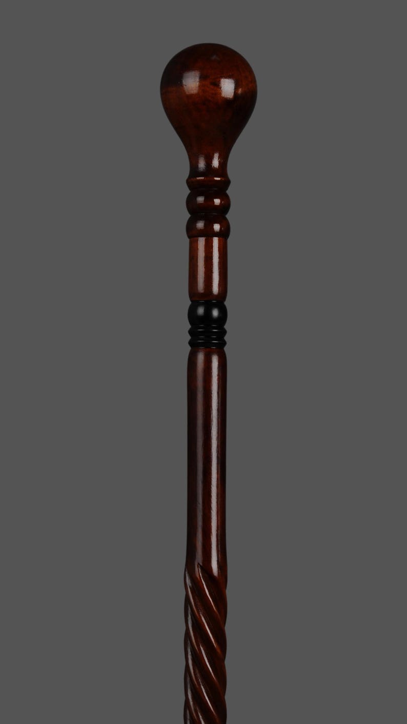 Imperial Ebony Spiral Cane – Handmade Wooden Walking Stick, Vintage ...