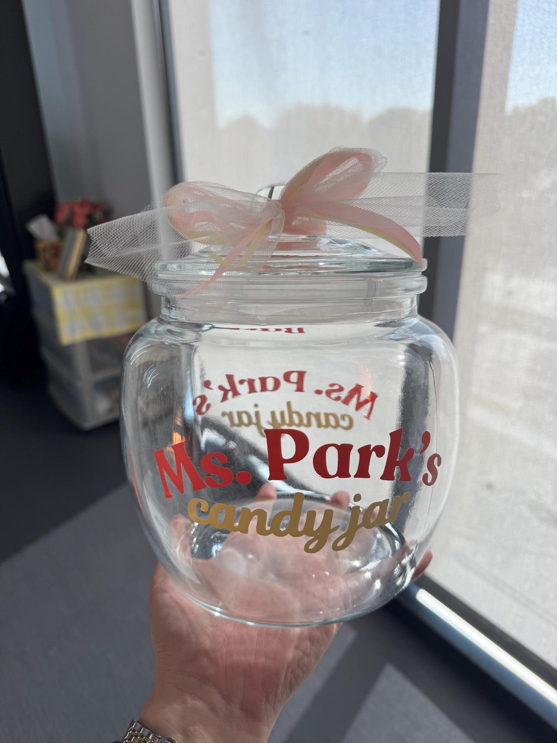 Custom Teacher Candy Jar Sticker, Personalized Teacher Present, Candy ...