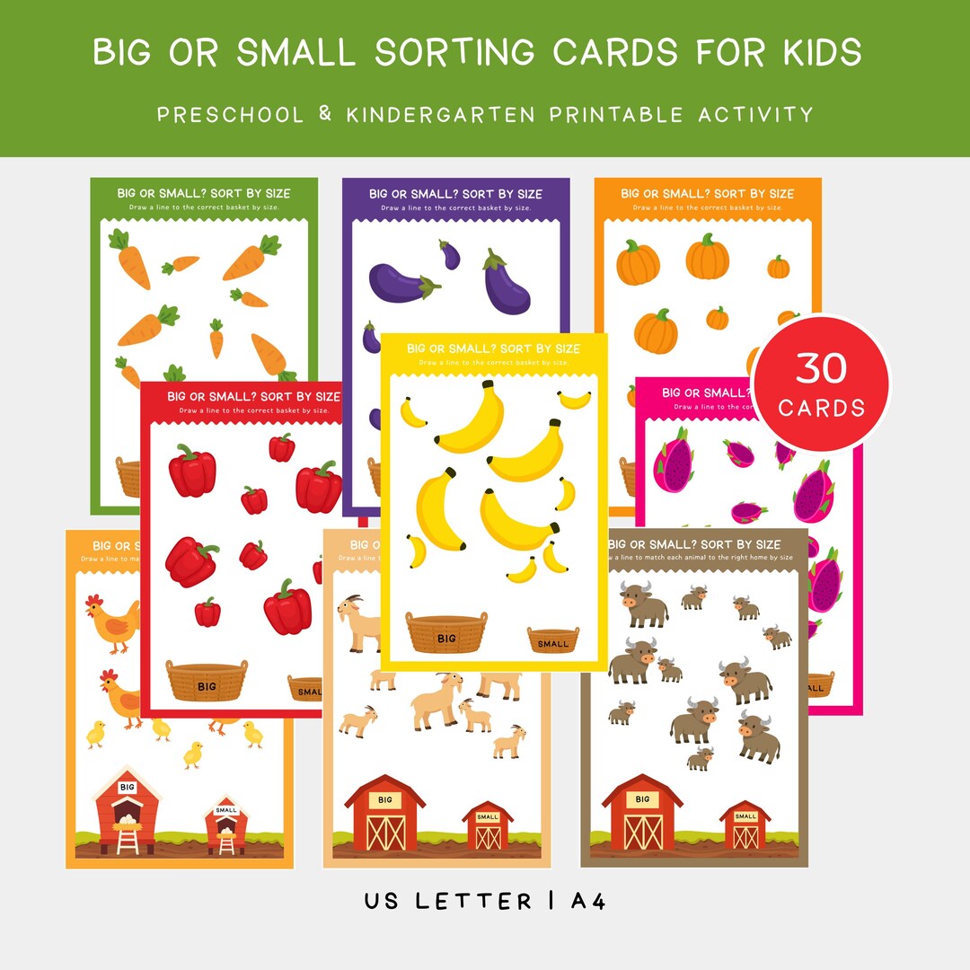 Big or Small Sorting Cards for Kids | Preschool Activity | Kindergarten ...