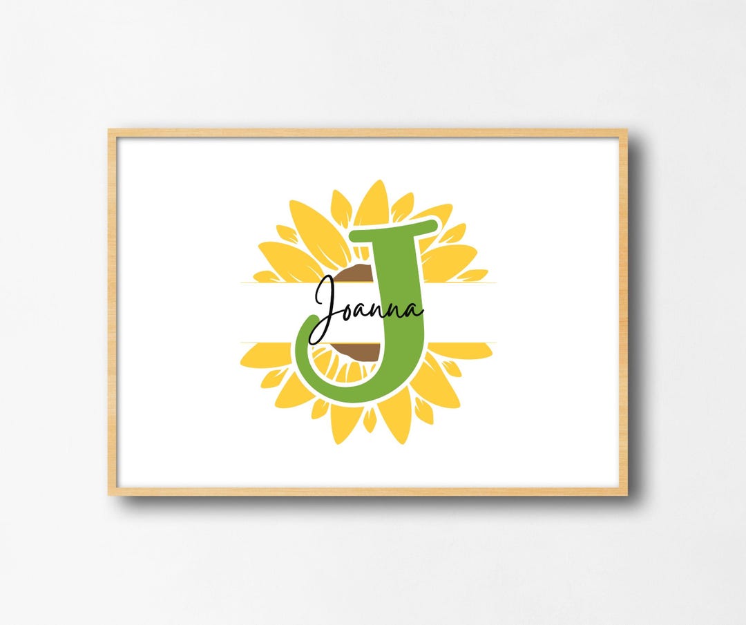 Sunflower Name Sign | Personalized Nursery Wall Art Print, Custom Kids ...