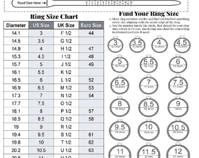 International Ring Size Chart Ring Size Measure Ring Sizer Tool Finder ...