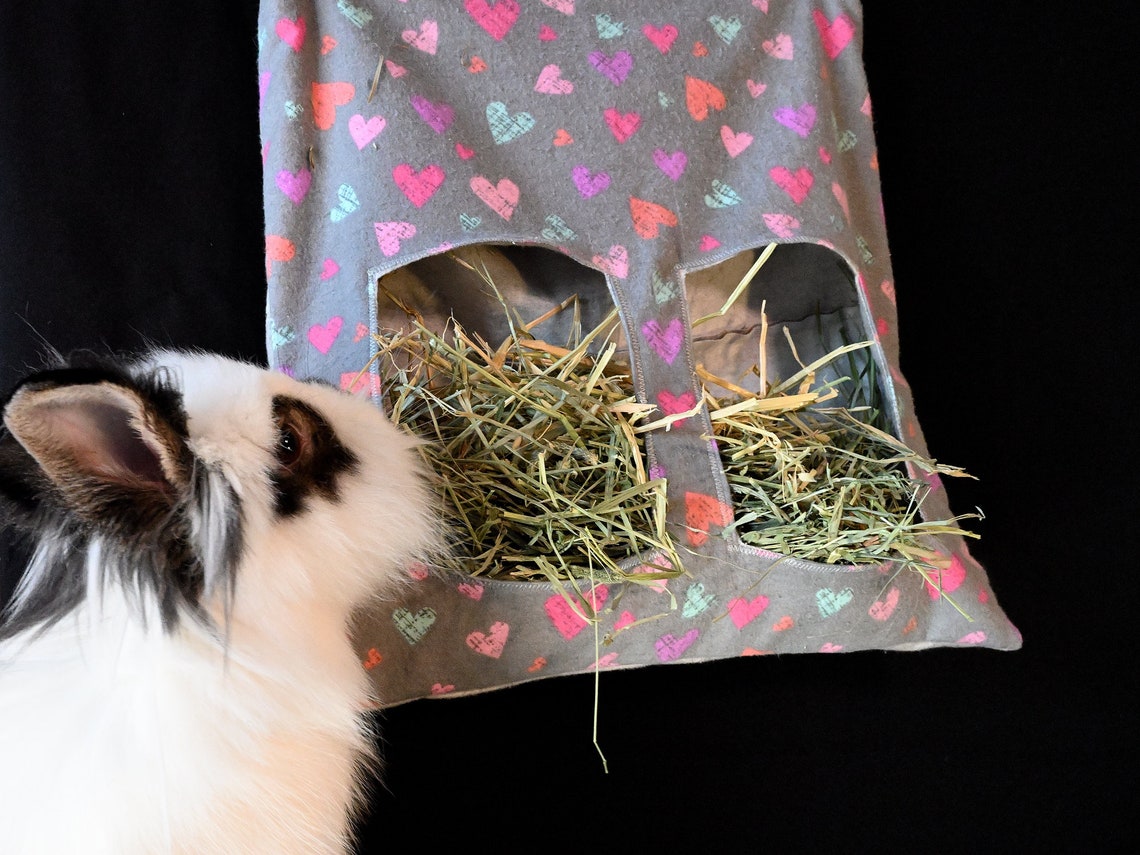 Bunny Rabbit Hay Feeder Bag Small Pet Hanging Hay Container | Etsy UK