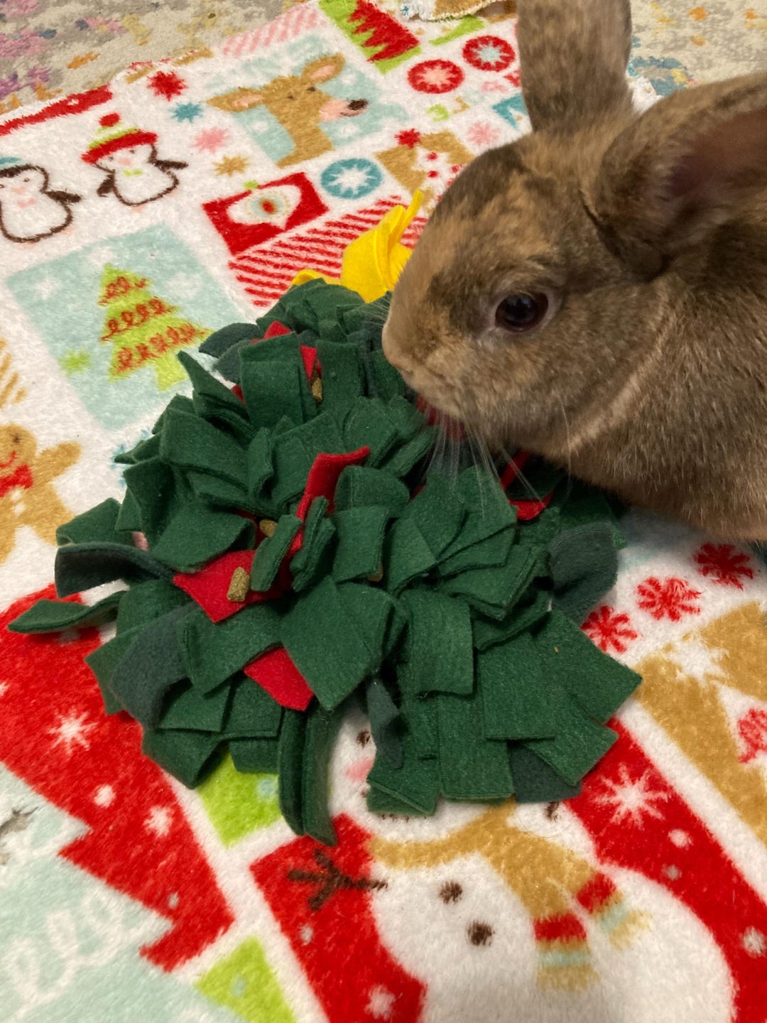 Christmas Tree Bunny Rabbit Snuffle Mat, Foraging Blanket, Holiday ...