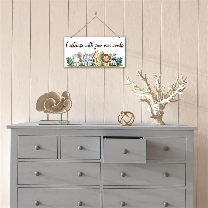 Custom Wooden Door Sign With Animal Designs Hippo, Elephant, Giraffe ...