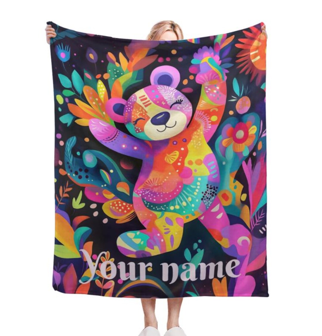 Personalized Patchwork Teddy Bear Blanket, Maximalist Play Haus Decor ...