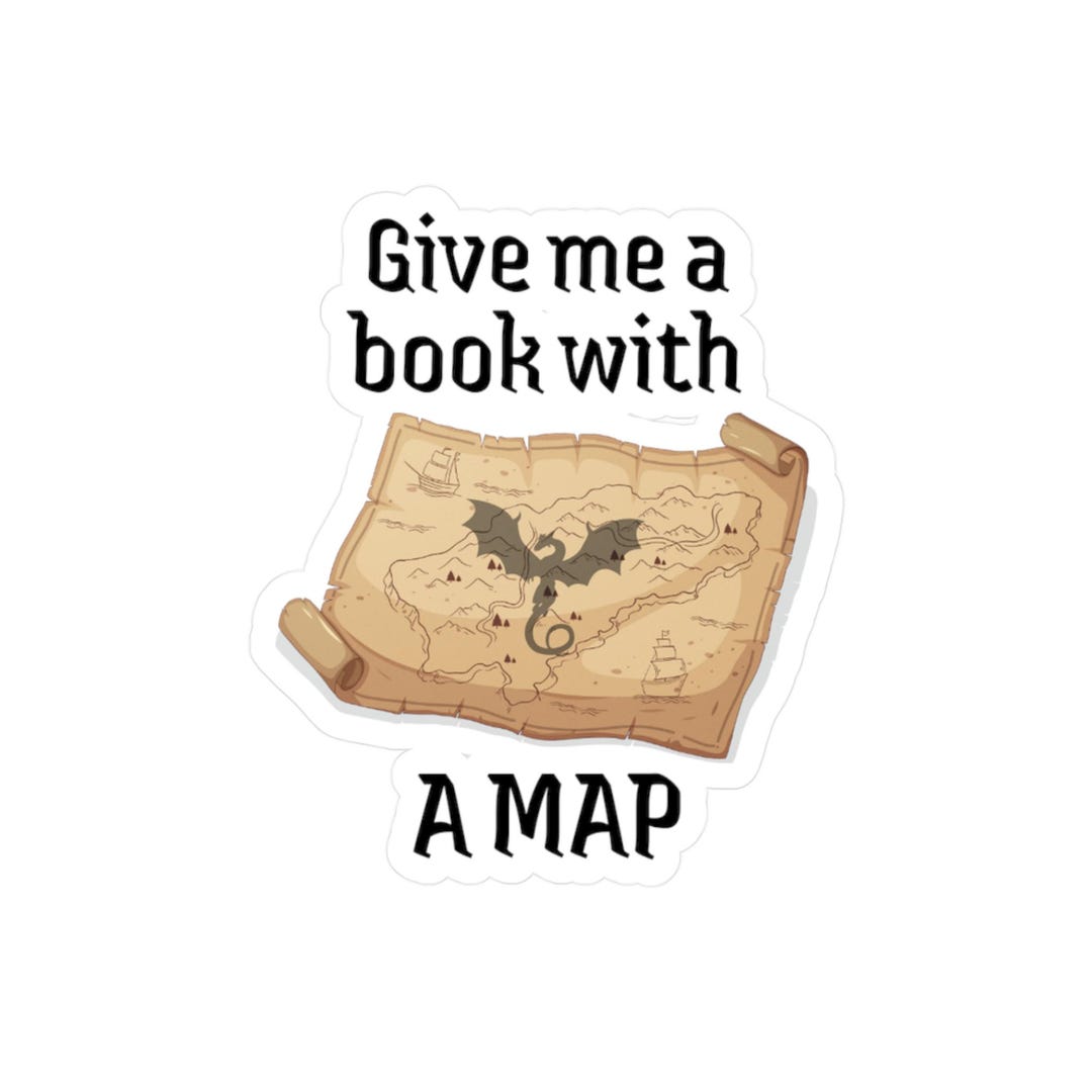 Give Me a Book With a Map Sticker | Dragon Map of Realms Sticker ...