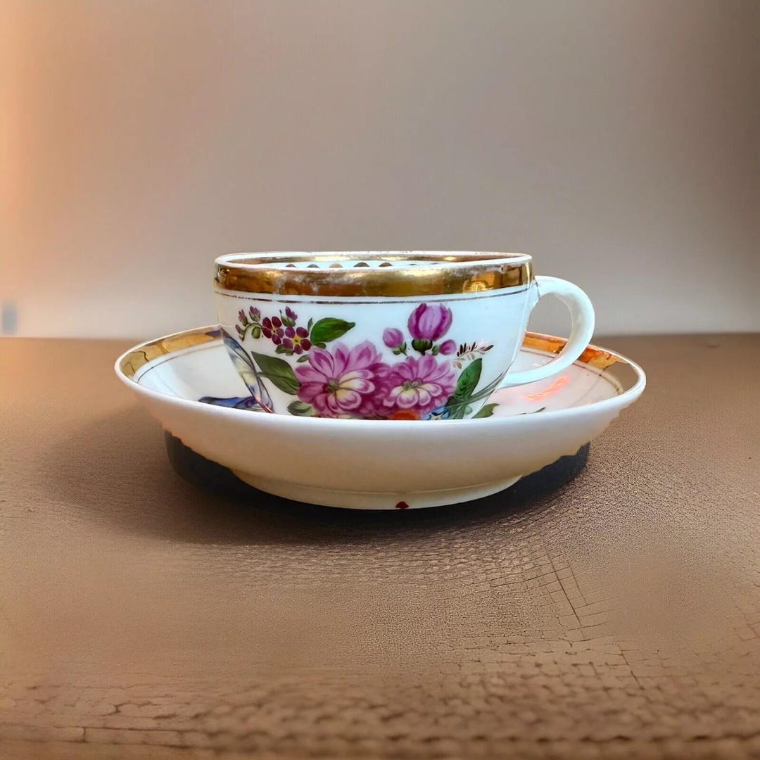 Antique Popov Russian Hand Painted Tea Cup & Saucer Early 1800s - Etsy