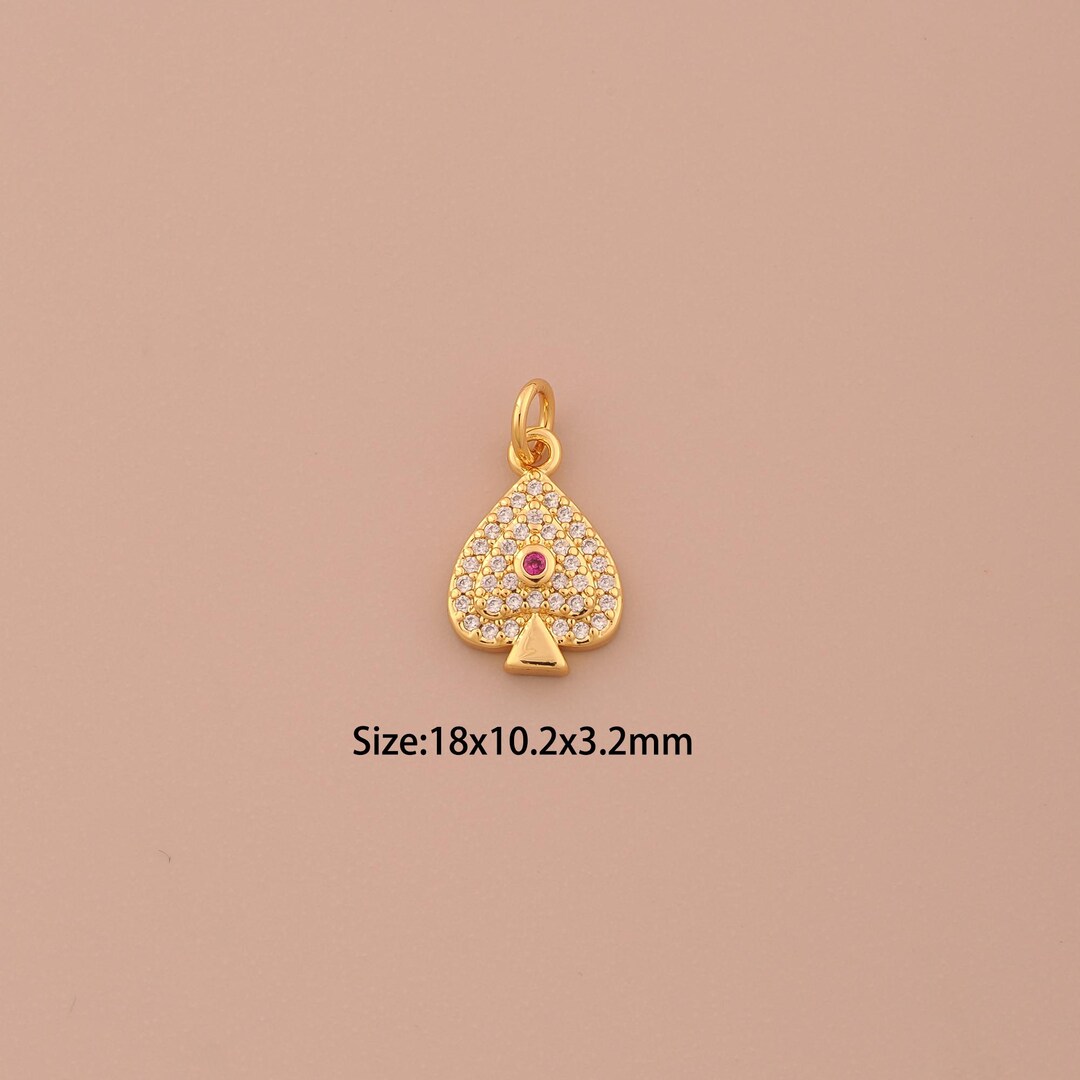 18K Gold Spade Charms,cz Pave Ace of Spade Charms Pendants,spade Charm ...