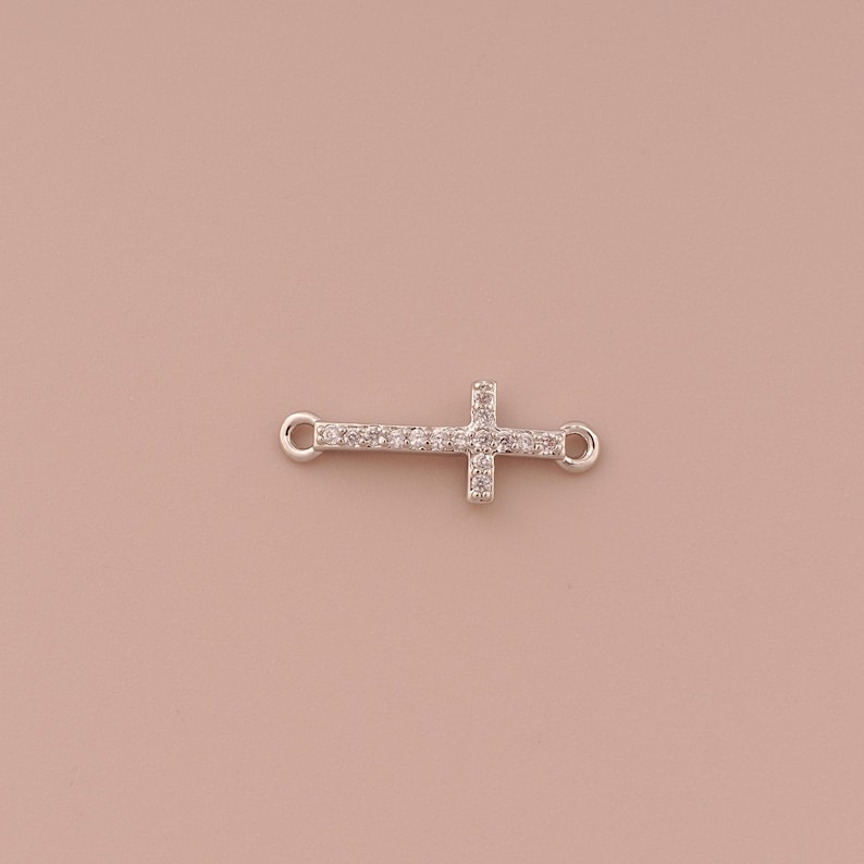 18K Gold Cross Connector,cz Pave Religious Connector Charms,christian ...