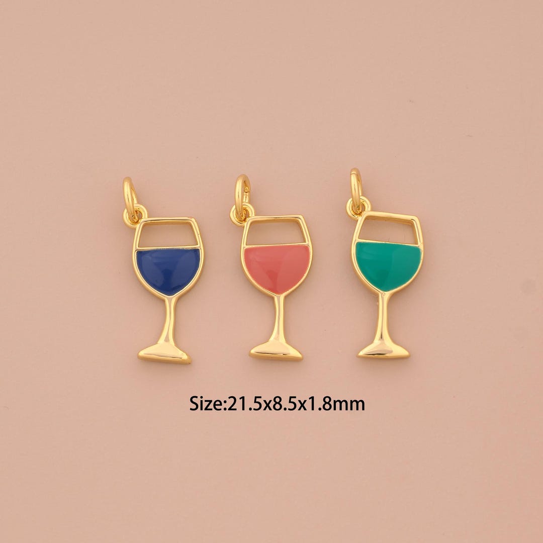 18K Gold Goblet Charms,enamel Wine Glass Charms Pendants,goblet Charm ...