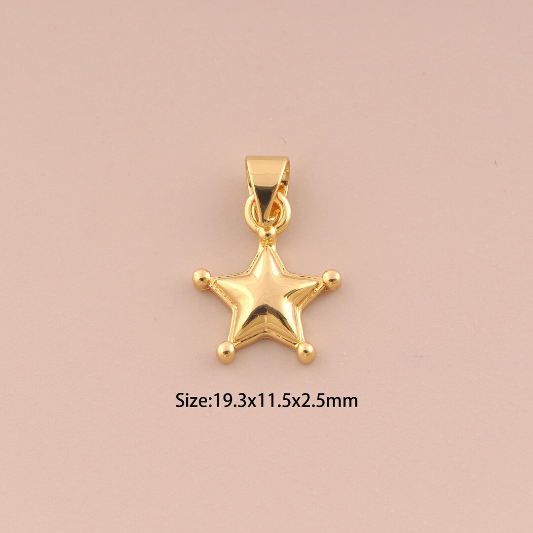 18K Gold Star Charms,micropavé CZ Minimalist Charms Pendants,star Charm ...