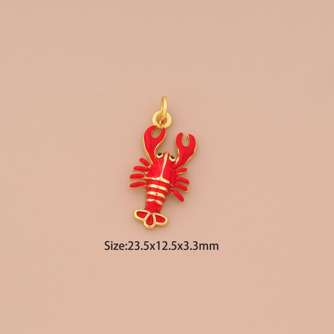 18K Gold Lobster Charms,enamel Marine Life Charms Pendants,lobster ...