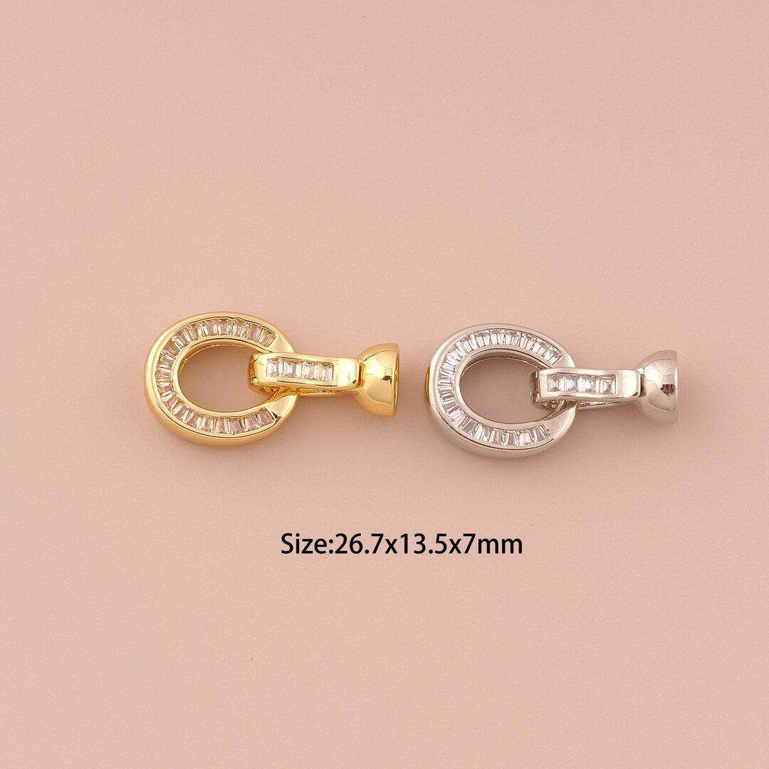 18K Gold Push Door Clasp,round Clasp,round Clasp for DIY Jewelry Making ...