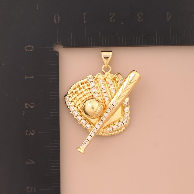 18K Gold Baseball Bat Charms,cz Pave Baseball Charms Pendants,baseball ...