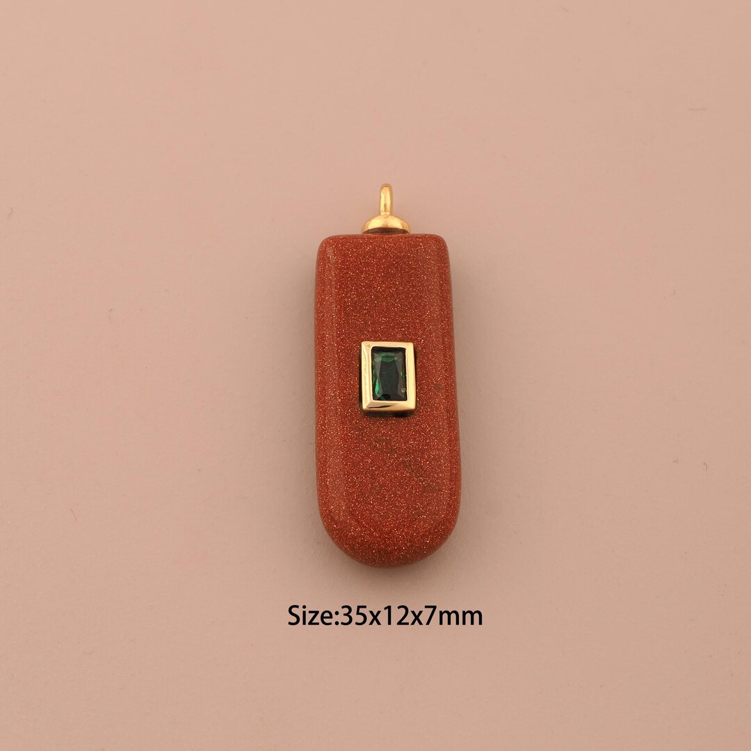 18K Gold Energy Stone Charms,natural Stone Charms Pendants,stone Charm ...