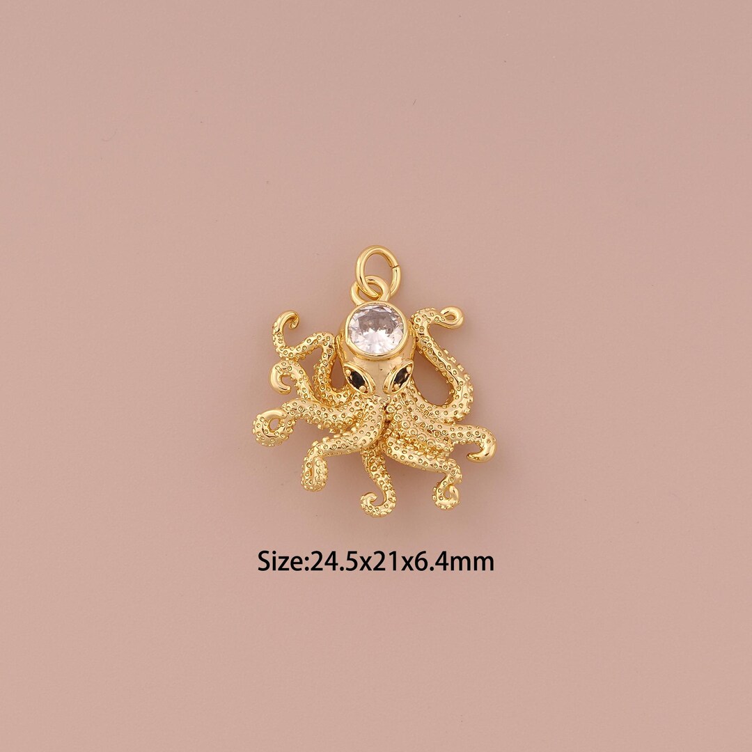 18K Gold Octopus Charms,cz Pave Minimalist Charms Pendants,octopus ...