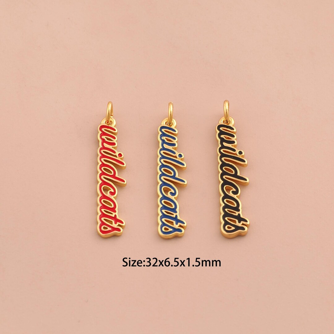 18K Gold Wildcat Charms,enamel Letter Charms Pendants,logo Charm for ...