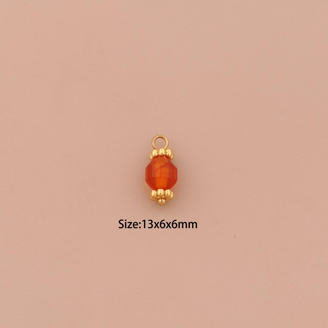18K Gold Energy Stone Charms,natural Stone Charms Pendants,red Agate ...